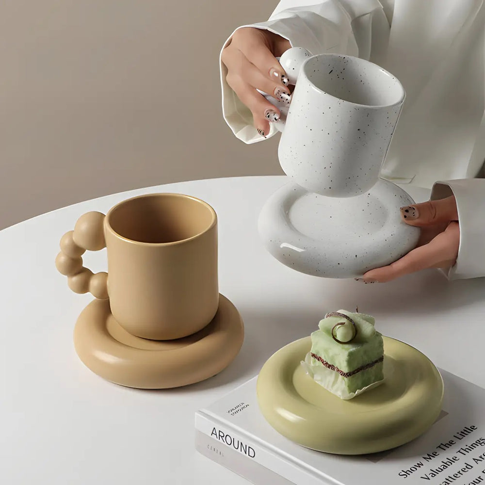 Ceramic Mug Set Bulle - Ink Splashed Pearl Handle